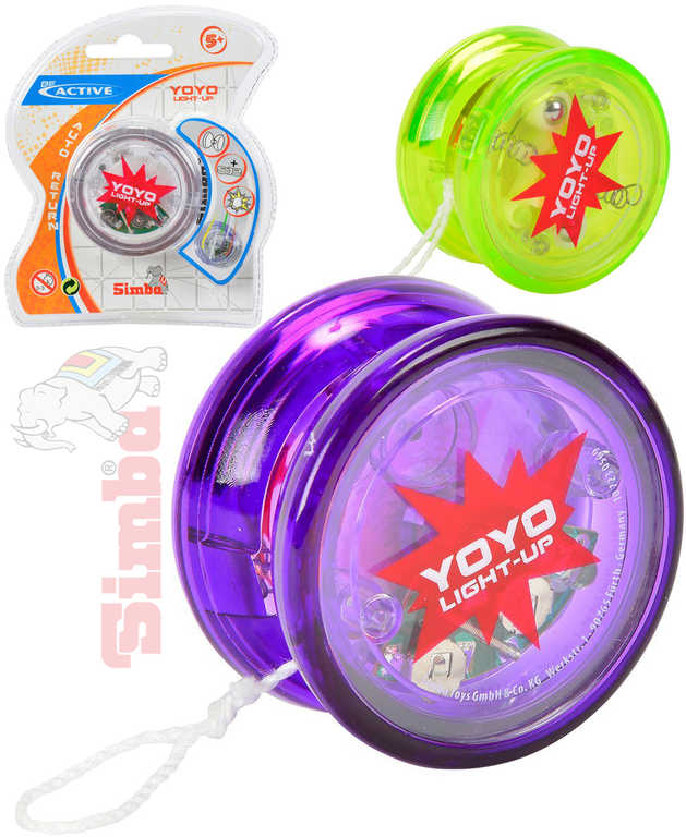 SIMBA JO-JO dětské plastové yoyo světelný efekt průhledné 3 barvy na ...