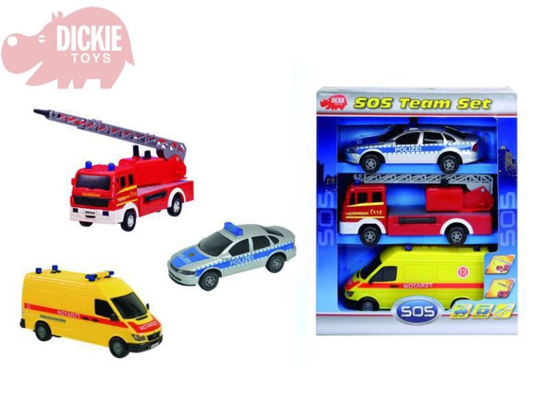 DICKIE SOS Team set Policie Záchranka Hasiči Na kartě | Hračky ŇUFF.cz