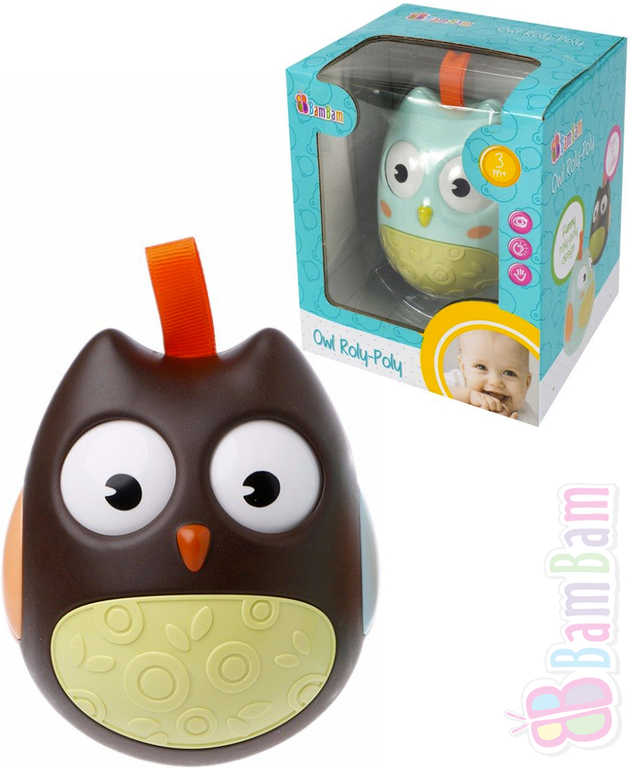 ET BAM BAM Baby Roly-Poly SOVIČKA zvířátko kývací zvonivé 2 barvy ...