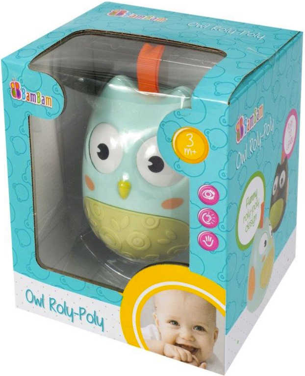 ET BAM BAM Baby Roly-Poly SOVIČKA zvířátko kývací zvonivé 2 barvy ...